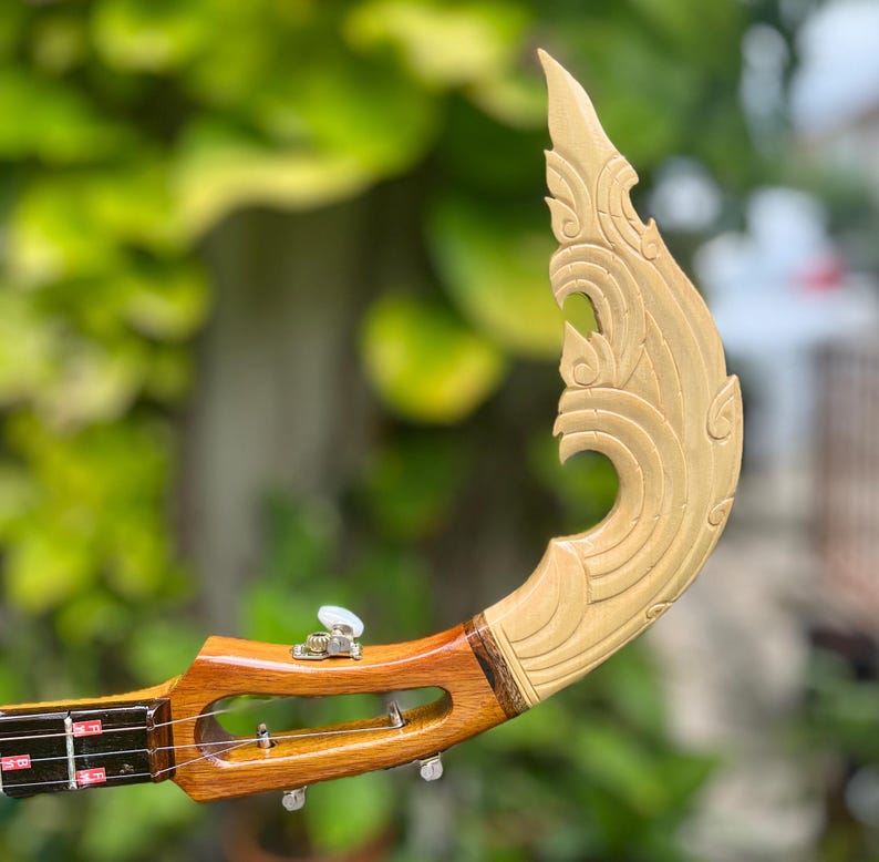 Acoustic Thai Asian Guitar 3 Strings, Isan Mandolin Musical Instrument ...