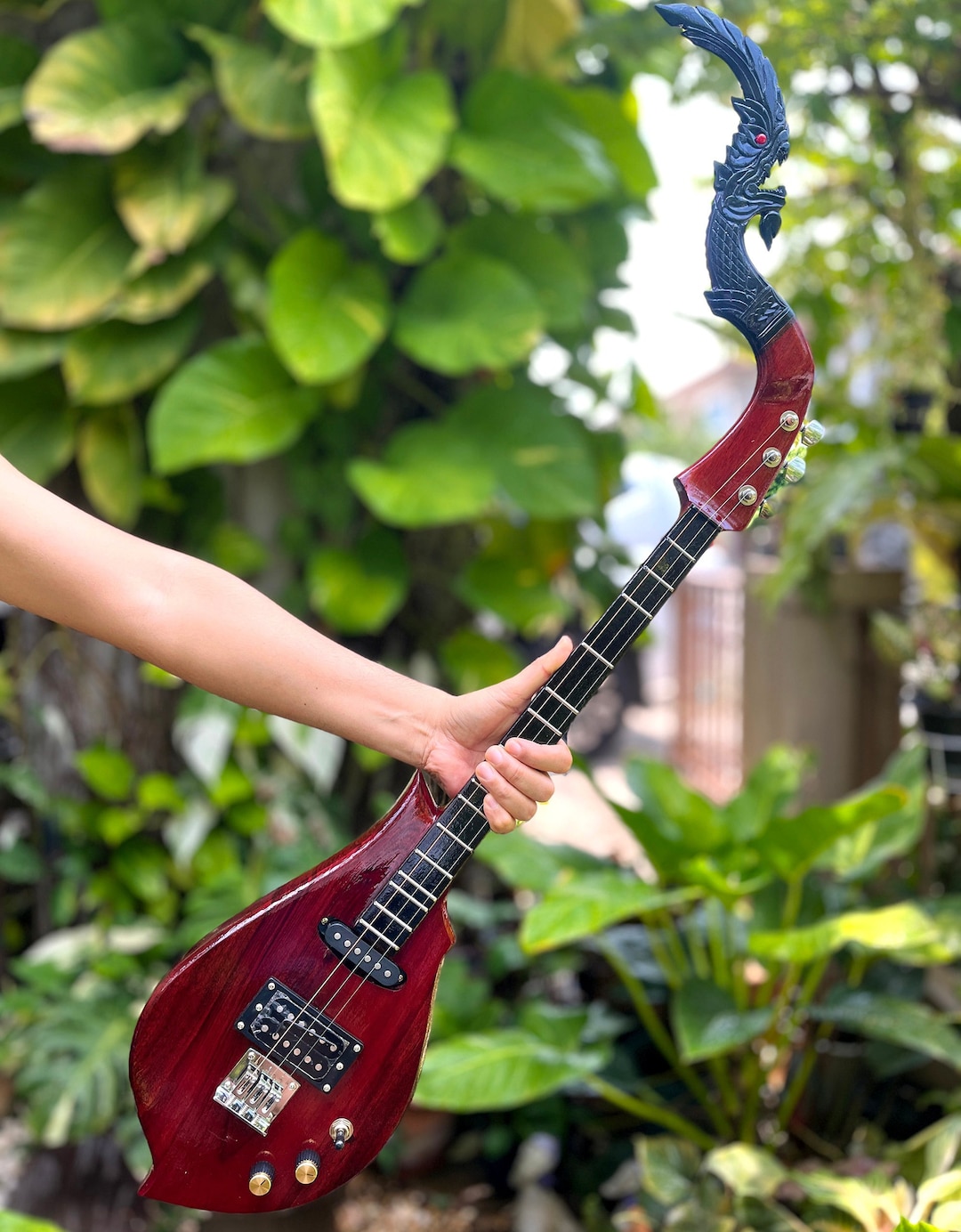 Electric Thai Asian Guitar 3 Strings, Isarn Mandolin Musical Instrument ...