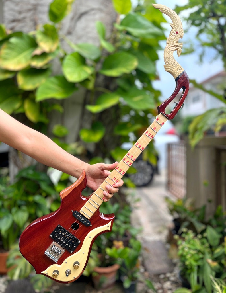 Acoustic Electric Thai Asian Guitar 3 Strings, Isarn Mandolin Musical ...