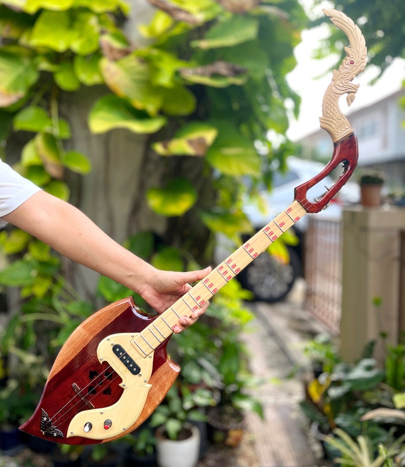 Acoustic Electric Thai Asian Guitar 3 Strings, Isarn Mandolin Musical ...