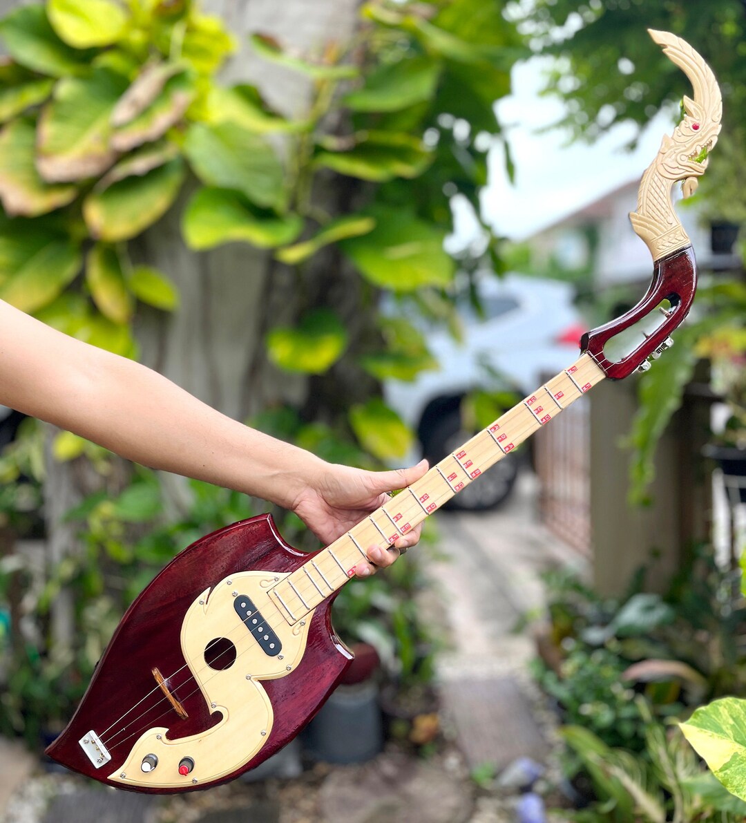 Acoustic Electric Thai Asian Guitar 3 Strings, Isarn Mandolin Musical ...