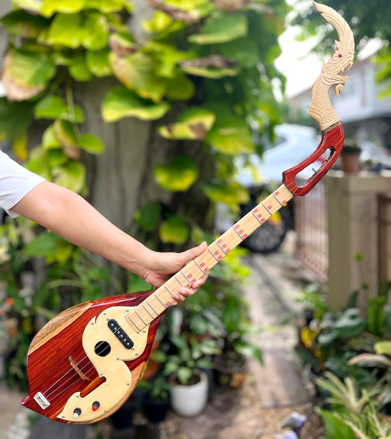 Acoustic Electric Thai Asian Guitar 3 Strings, Isarn Mandolin Musical ...