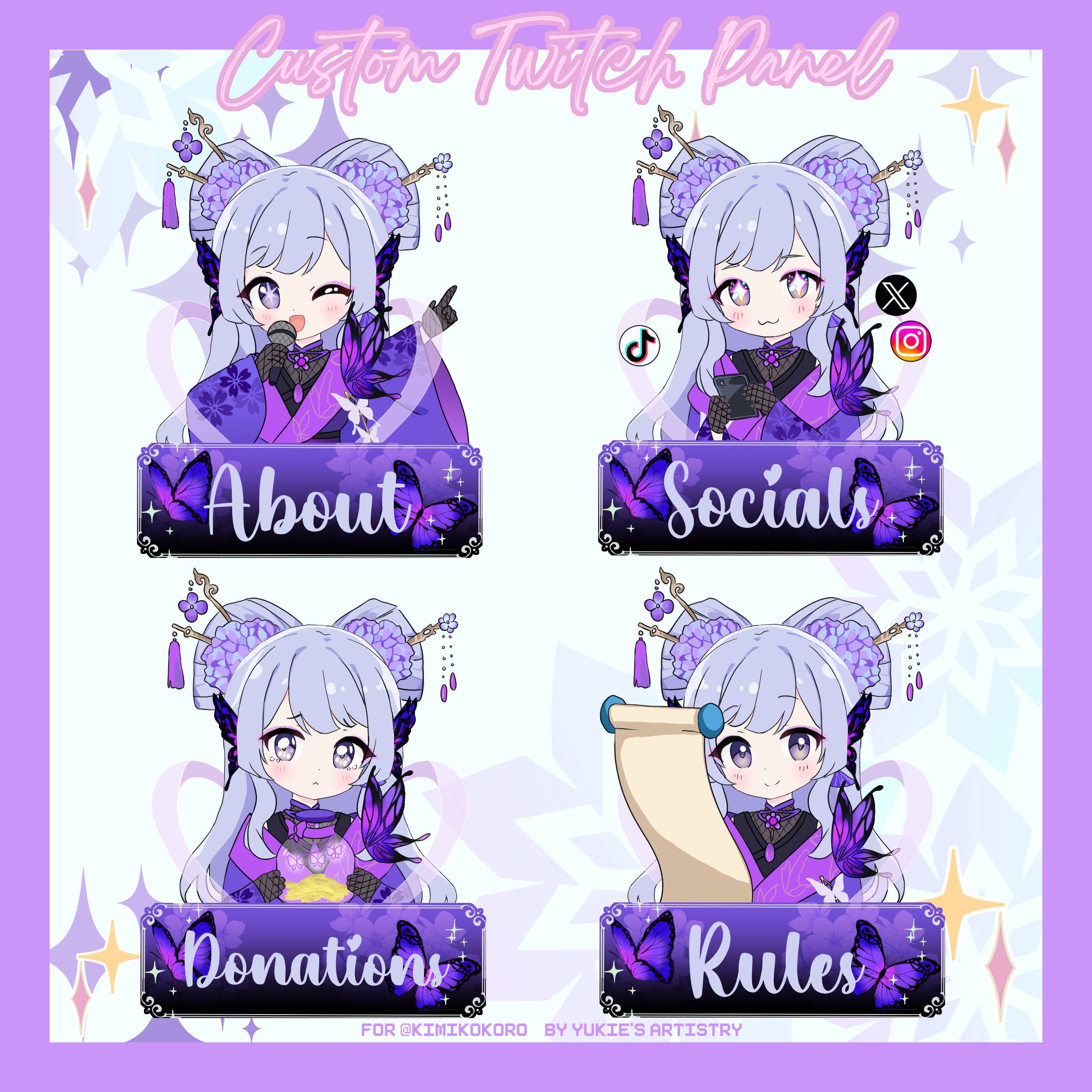 Custom Chibi Cute Twitch Panels for Your Stream / Anime Twitch - Etsy