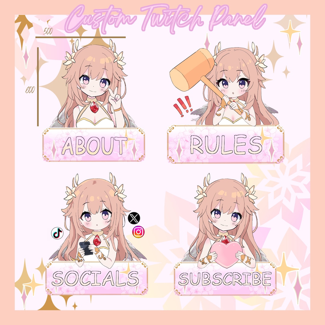 Custom Chibi Cute Twitch Panels for Your Stream / Anime Twitch Panel ...