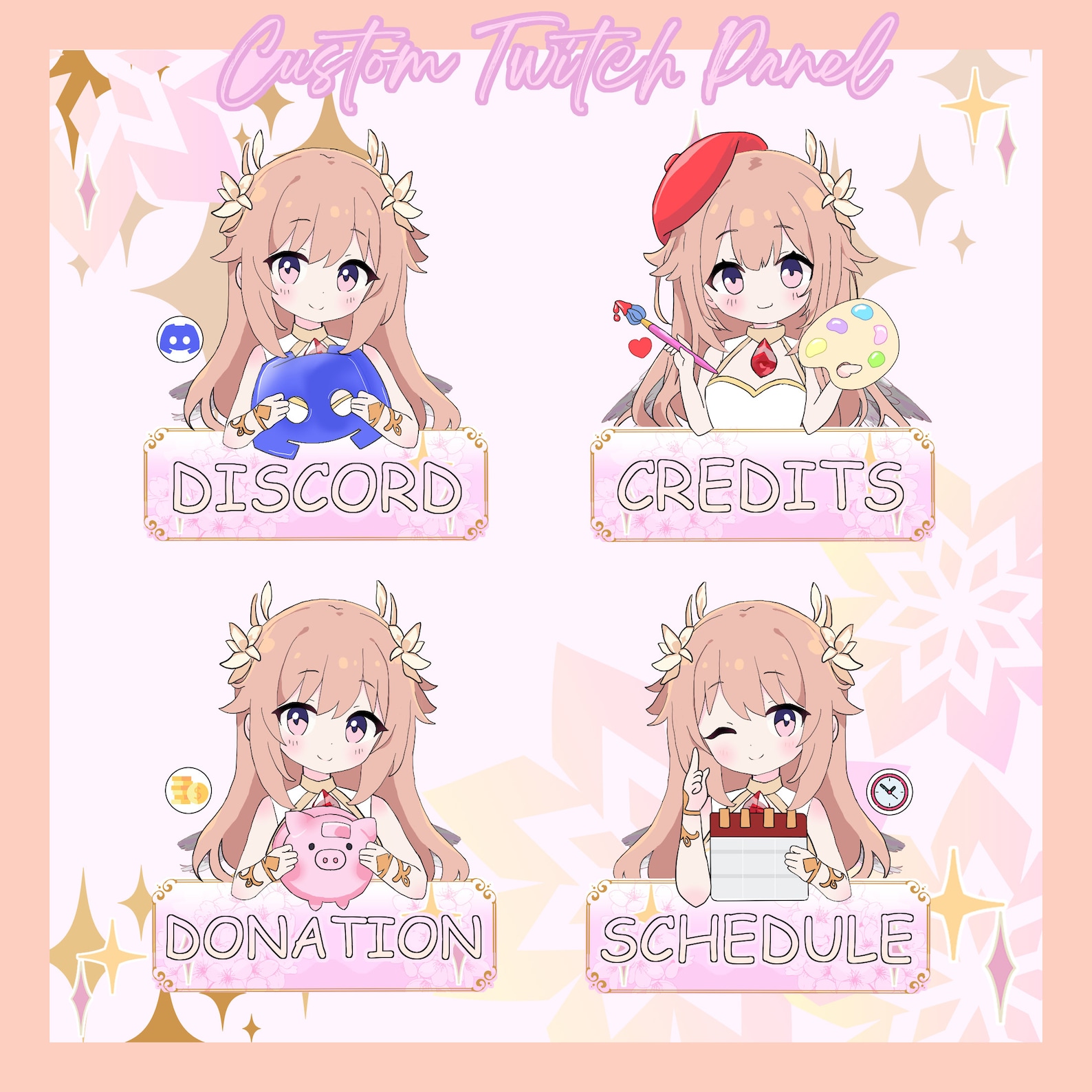 Custom Chibi Cute Twitch Panels for Your Stream / Anime Twitch Panel ...