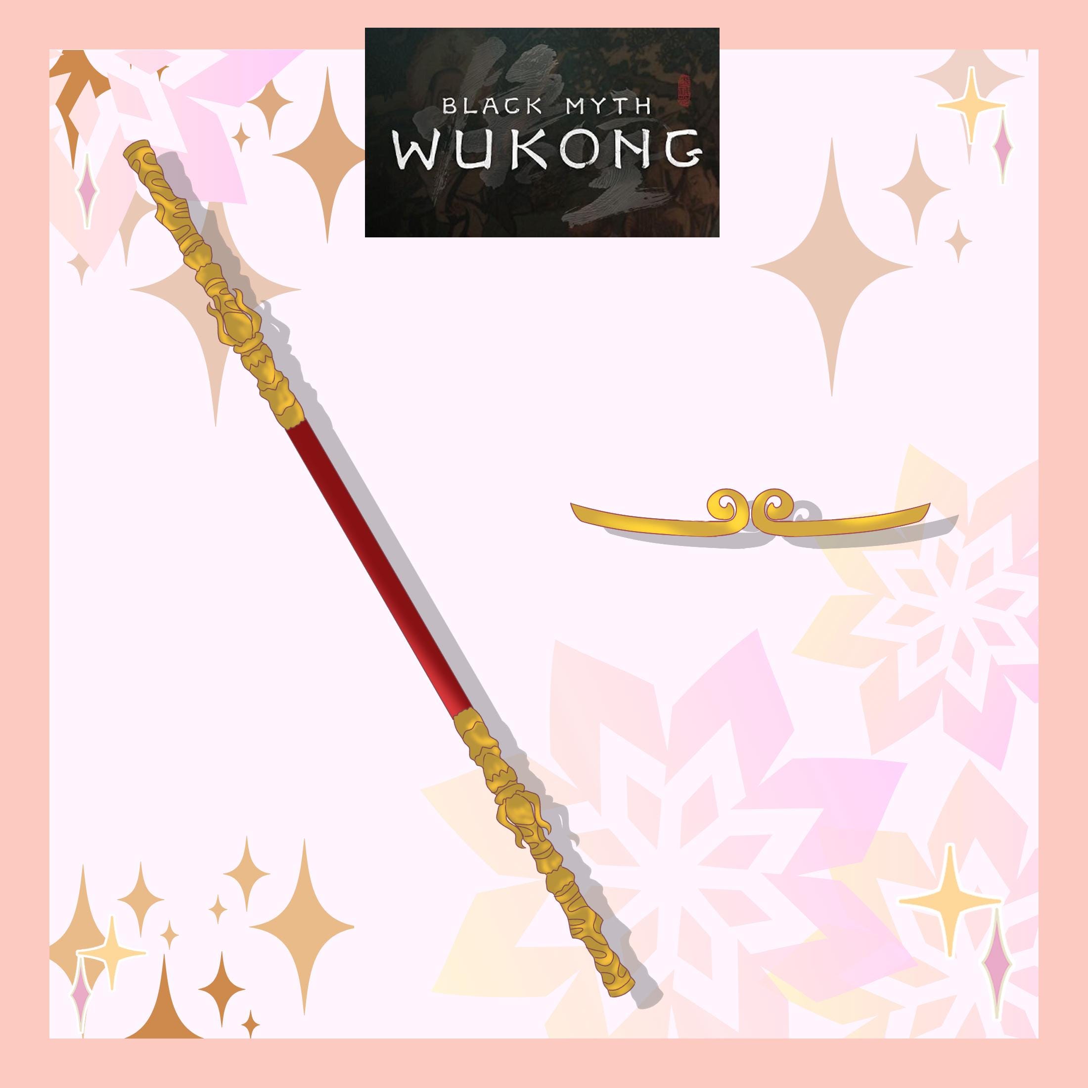 Black Myth Wukong Stream Asset Vtuber | Crown Golden Hoop Staff Golden ...