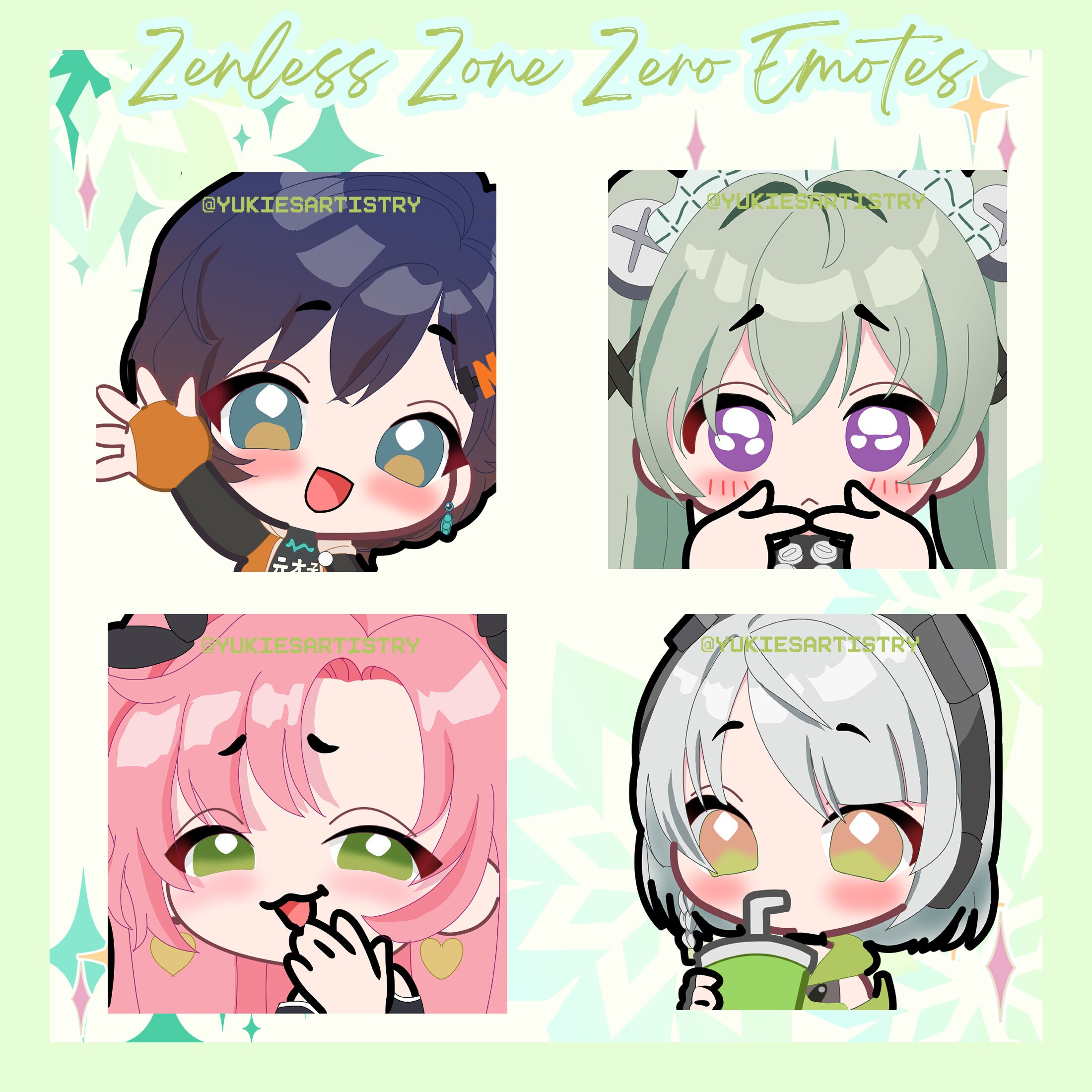 Zenless Zone Zero Belle Nicole Anby Corin Emotes Pack for Twitch ...