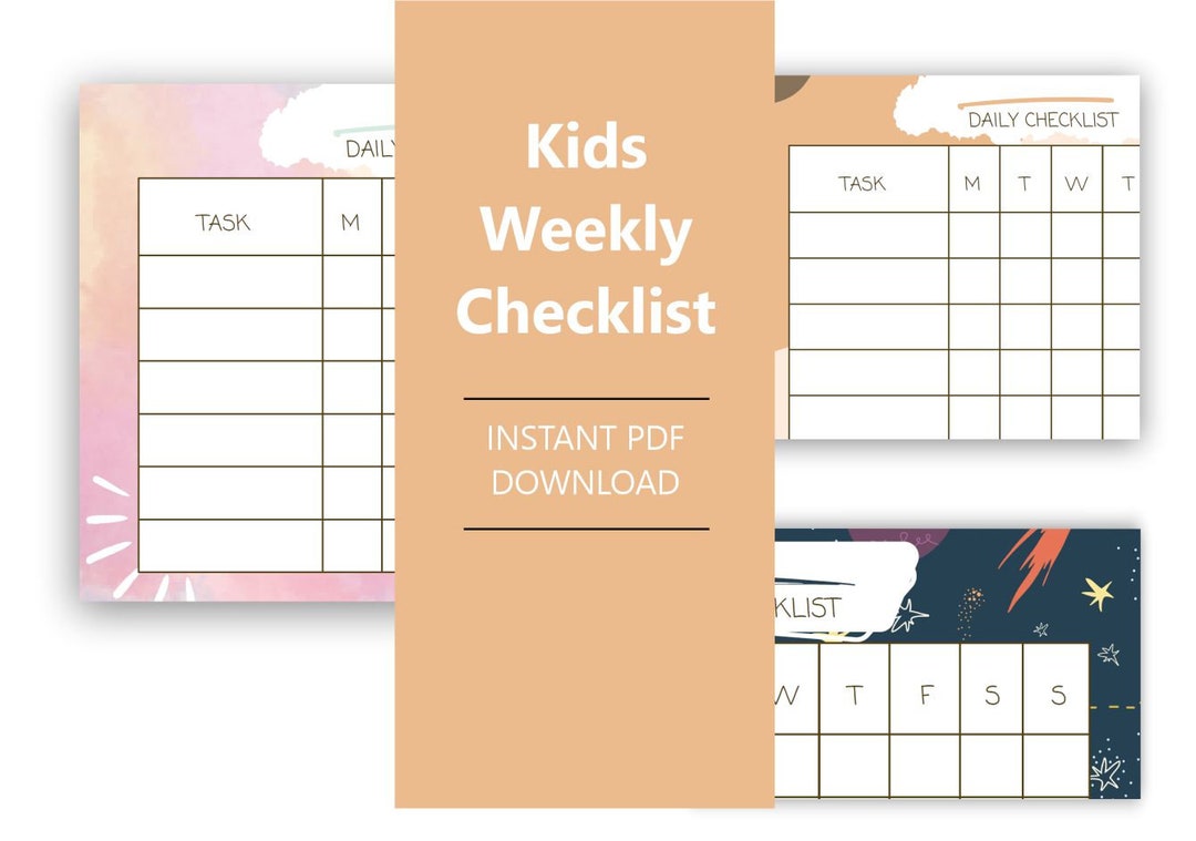 Kids Checklist - Daily/weekly - Etsy