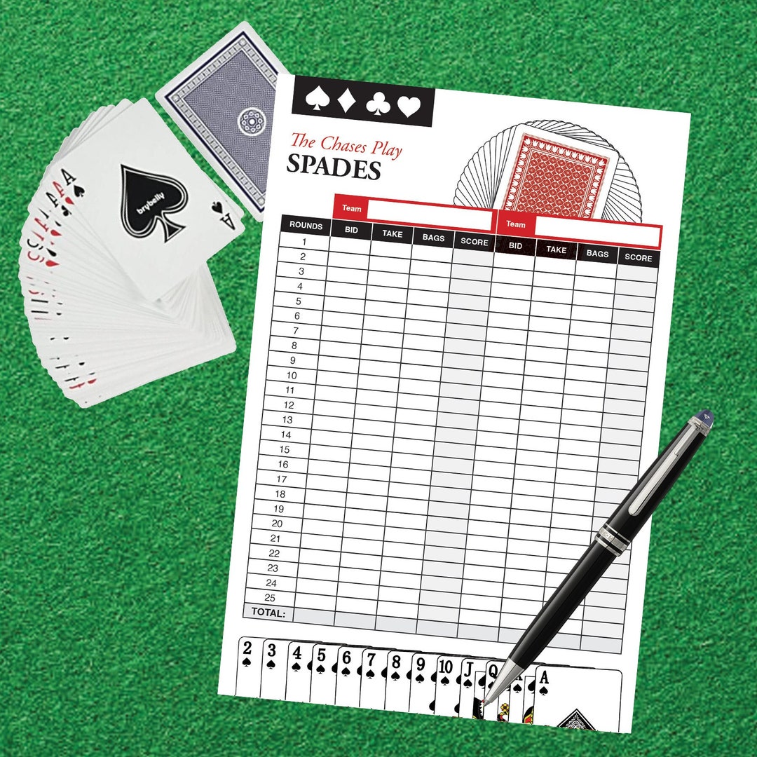 Custom Spades Score Cards - Printed 6in X 9in - Etsy