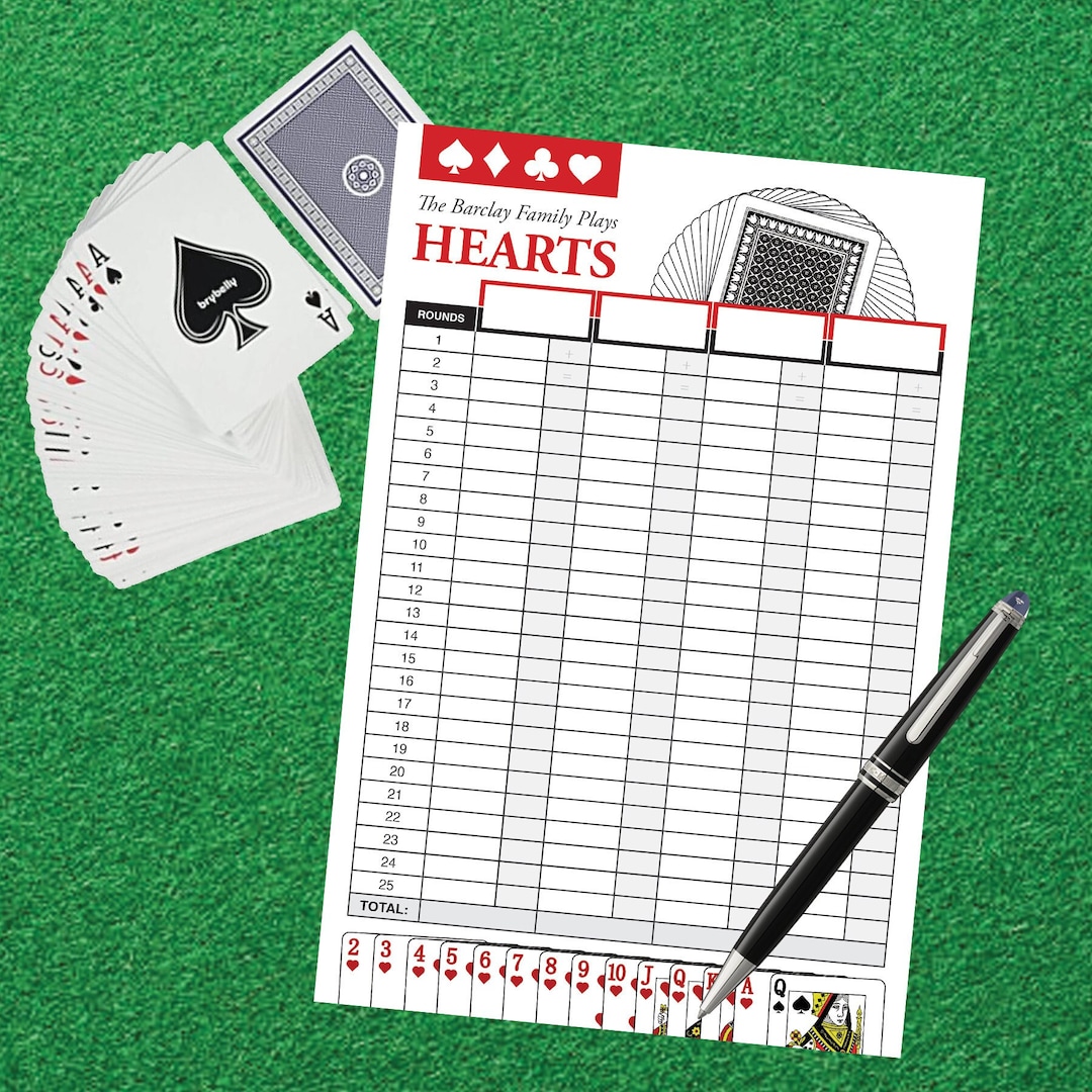 Custom Hearts Score Cards - Printed 6in X 9in - Etsy