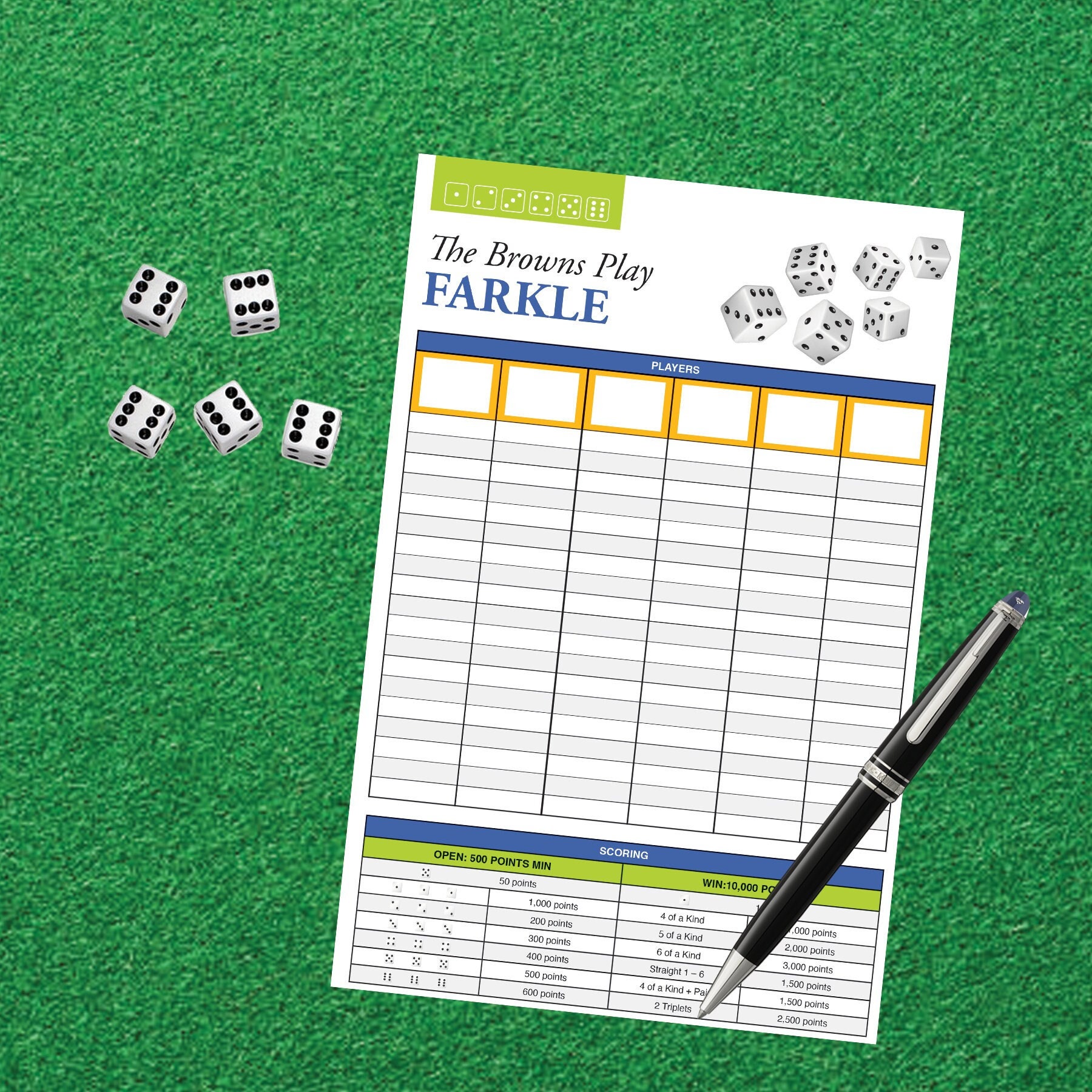 Custom Farkle Score Cards - Printed 6in X 9in - Etsy