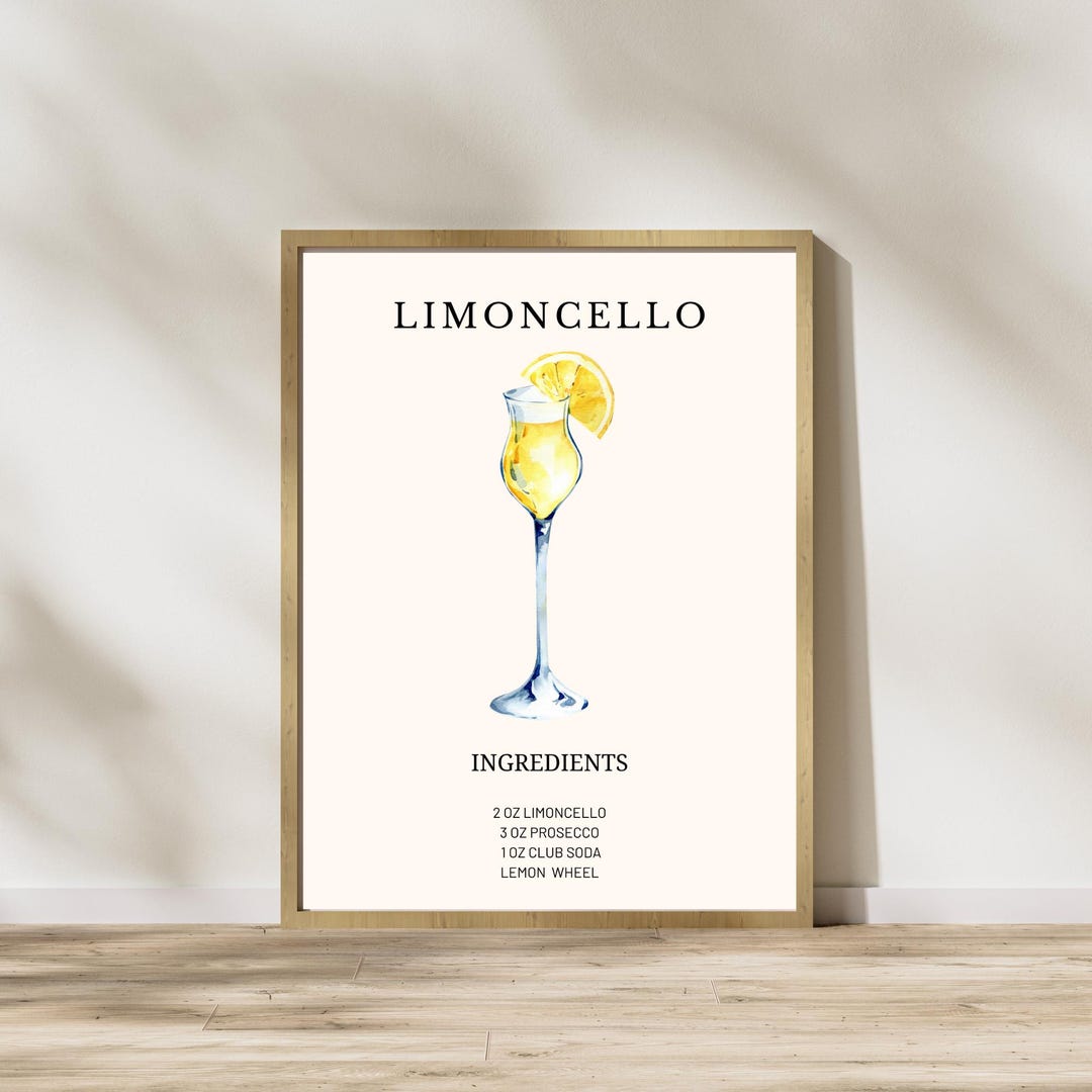 Limoncello Spritz Art Print Cocktail Poster Party Signature Drink Sign ...