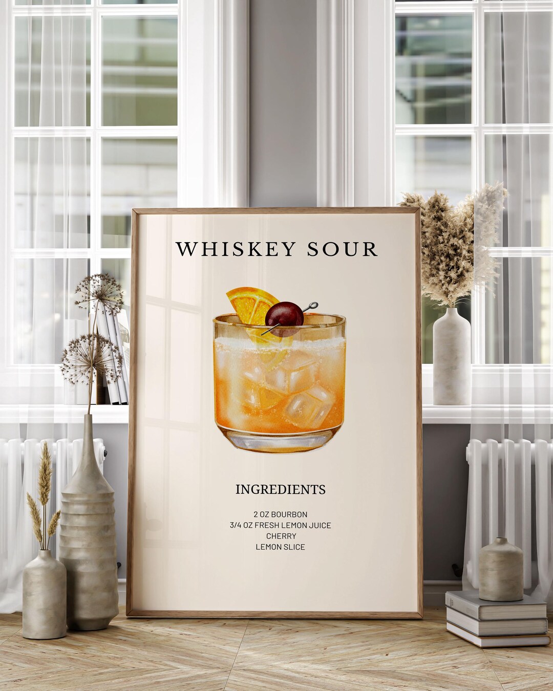 Whiskey Sour Art Print, Bar Cart Decor, Cocktail Art Poster, Signature ...