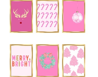 Pink Christmas Printable Wall Art, Set of 8 Printables, Pastel ...