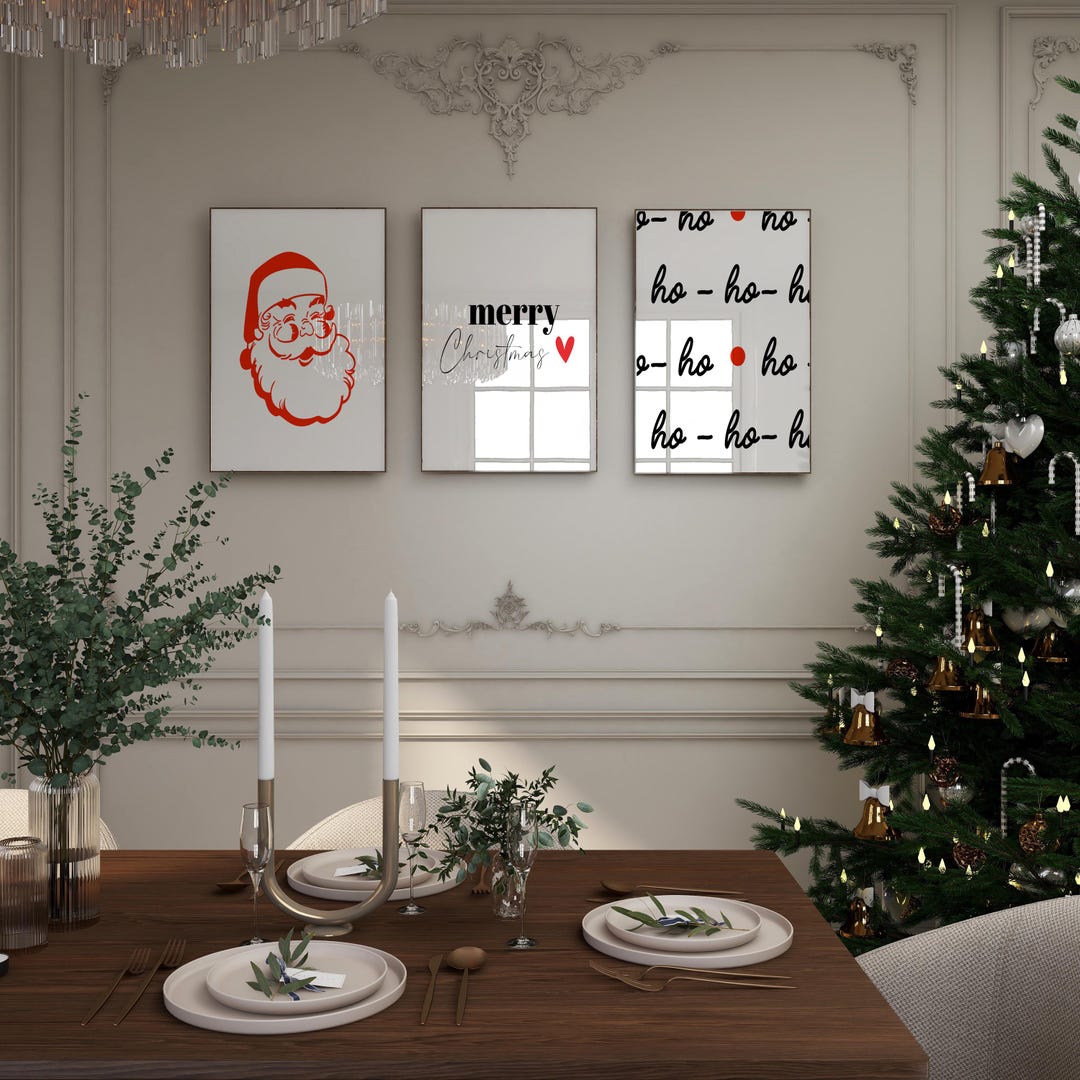 Christmas Printable Wall Decor, Set of 3, Christmas Print, Holiday ...
