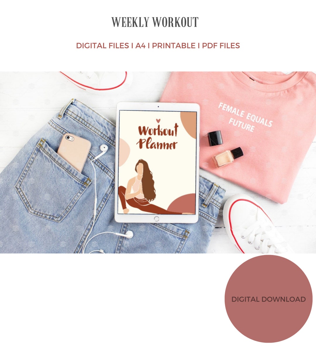 Weekly Workout Planner Printable Planner Undated Digital Planner ...