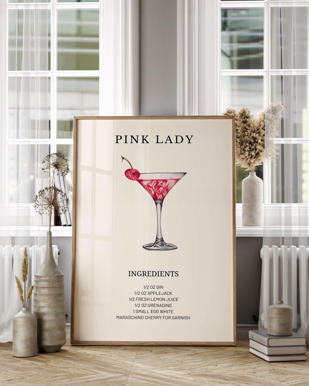 Pink Lady Cocktail Print,cocktail Art,signature Cocktail Sign,signature ...
