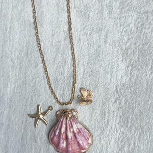 Seashell Necklace, Real Seashell Charm Necklace, Scallop Necklace ...