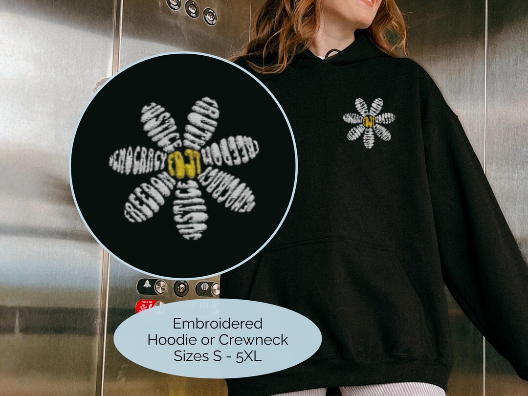 Embroidered FDJT Retro Daisy Crewneck or Hoodie: Subtle Anti-trump ...