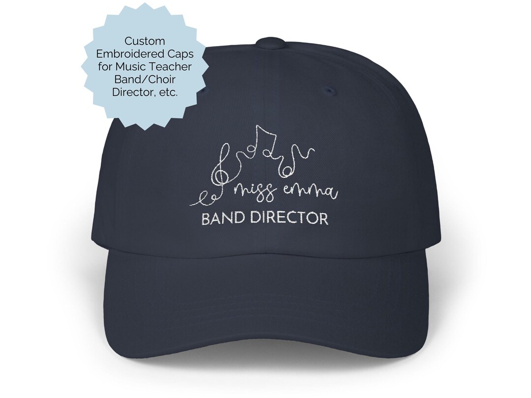 Custom Music Teacher Embroidered Cap, Personalized Band or Choir ...