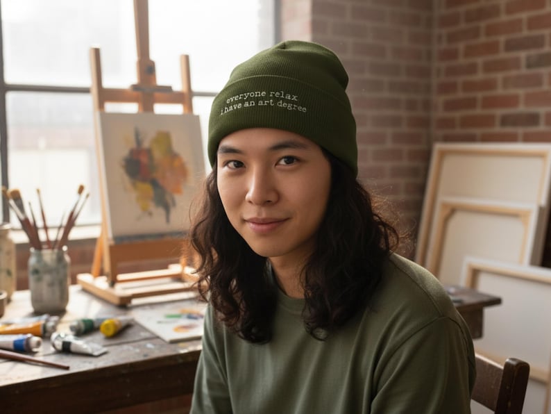 Funny Art Teacher Embroidered Beanie: Art Therapist Hat, Graduating ...