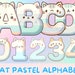 Pastel Watercolor Cat Alphabet & Numbers Set - A-Z, 0-9 Transparent PNG ...