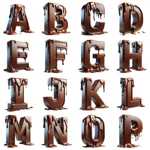 Chocolate Alphabet PNG, 3D Letters, Doodle Letters, Alphabet Set PNG ...