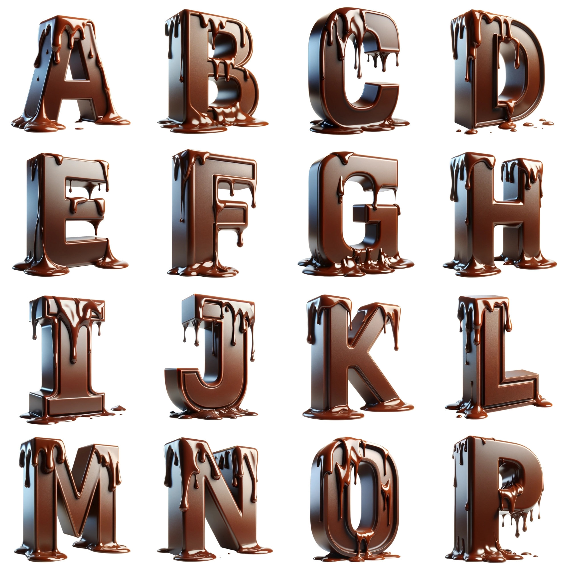 Chocolate Alphabet PNG, 3D Letters, Doodle Letters, Alphabet Set PNG ...