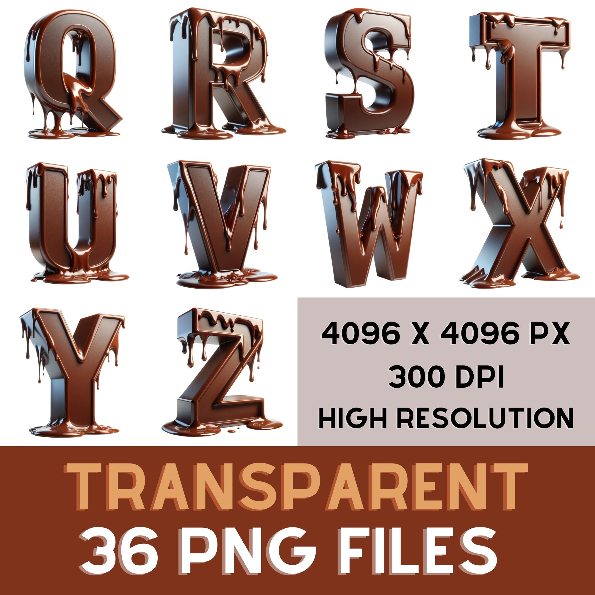 Chocolate Alphabet PNG, 3D Letters, Doodle Letters, Alphabet Set PNG ...