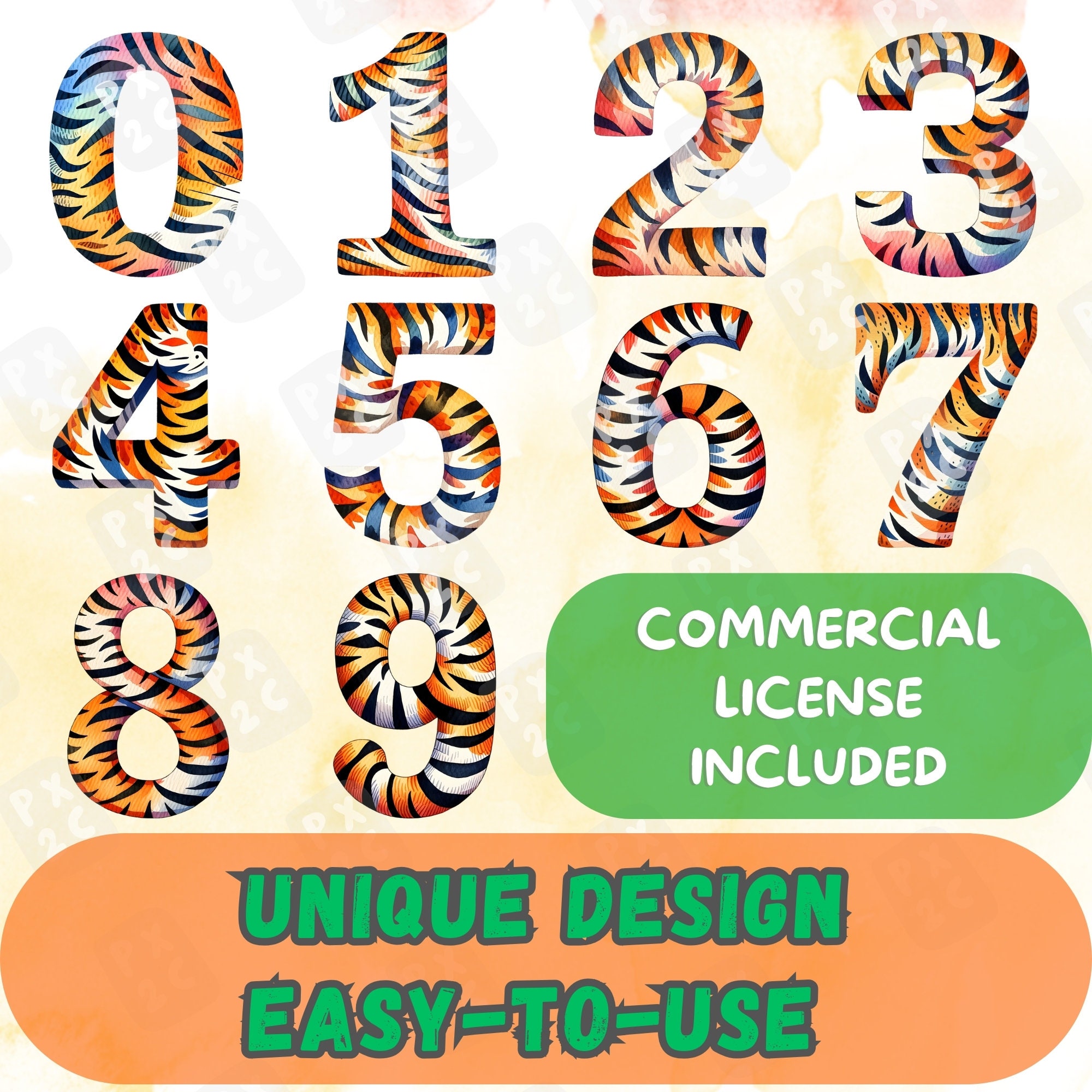 Tiger Stripe Alphabet & Numbers: PNG Clipart Set (digital Download) - Etsy