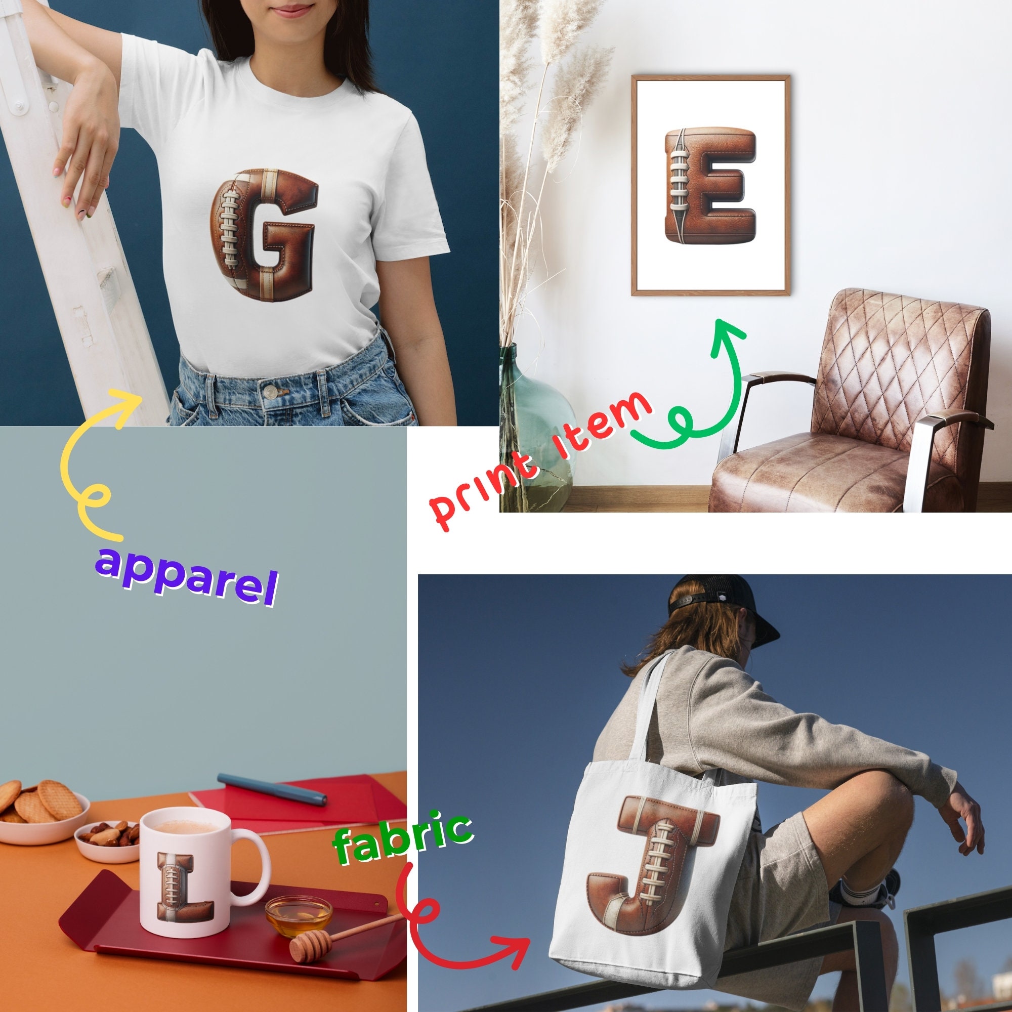 American Football Alphabet PNG: Sporty Letters (digital Download) - Etsy