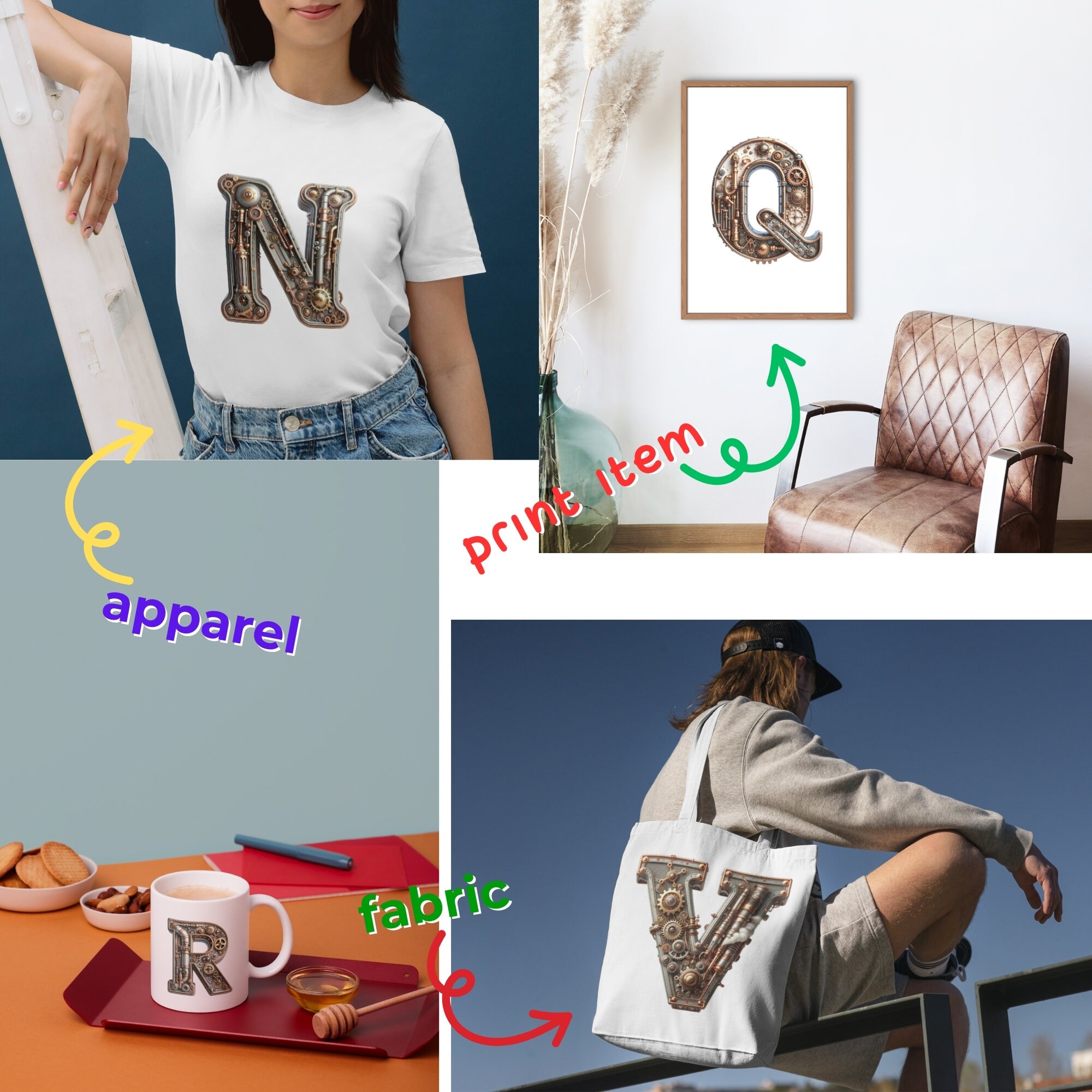 Steampunk Alphabet Pngs: 3D Letters & Numbers, Doodle Letters, Vintage ...