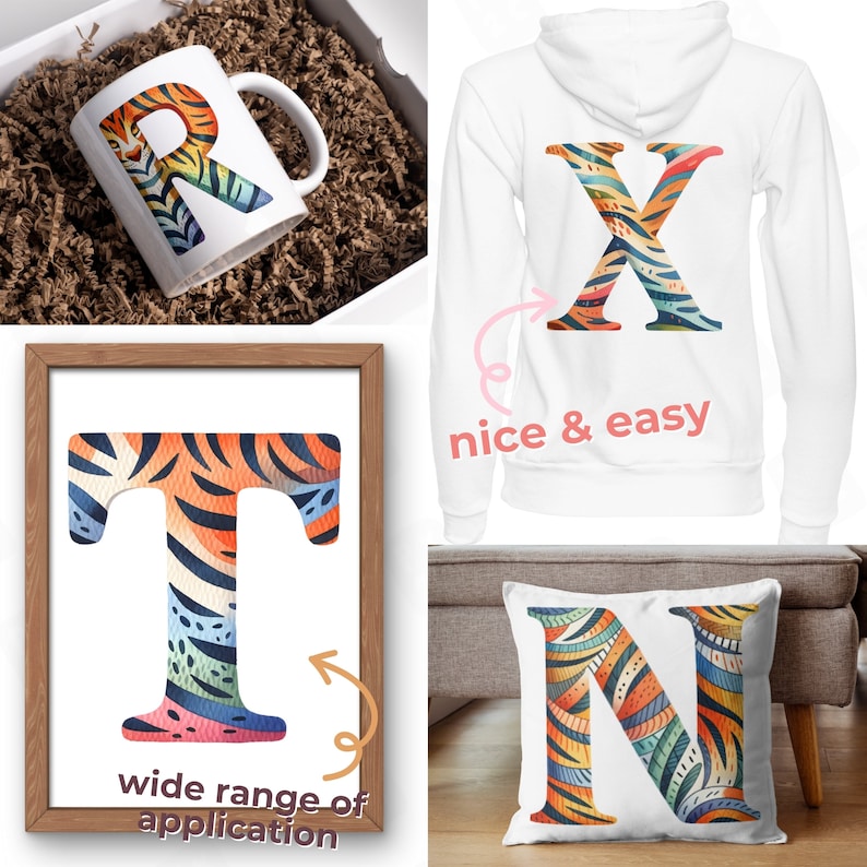 Tiger Stripe Alphabet & Numbers: PNG Clipart Set (digital Download) - Etsy