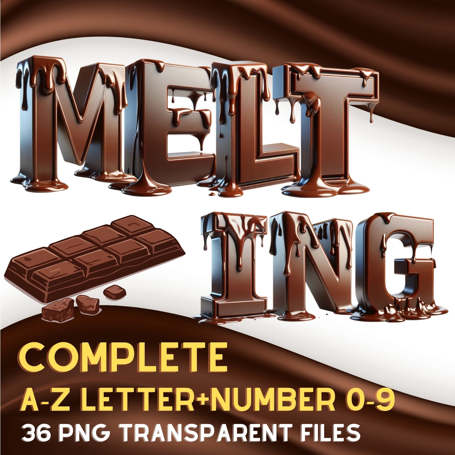 Chocolate Alphabet PNG, 3D Letters, Doodle Letters, Alphabet Set PNG ...