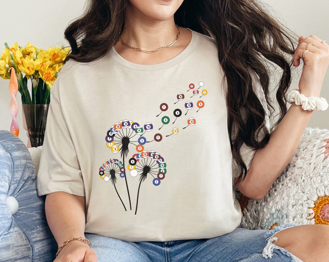 Women's Billiards Shirt, Dandelion Pool Player Tee, Cute Billiard ...