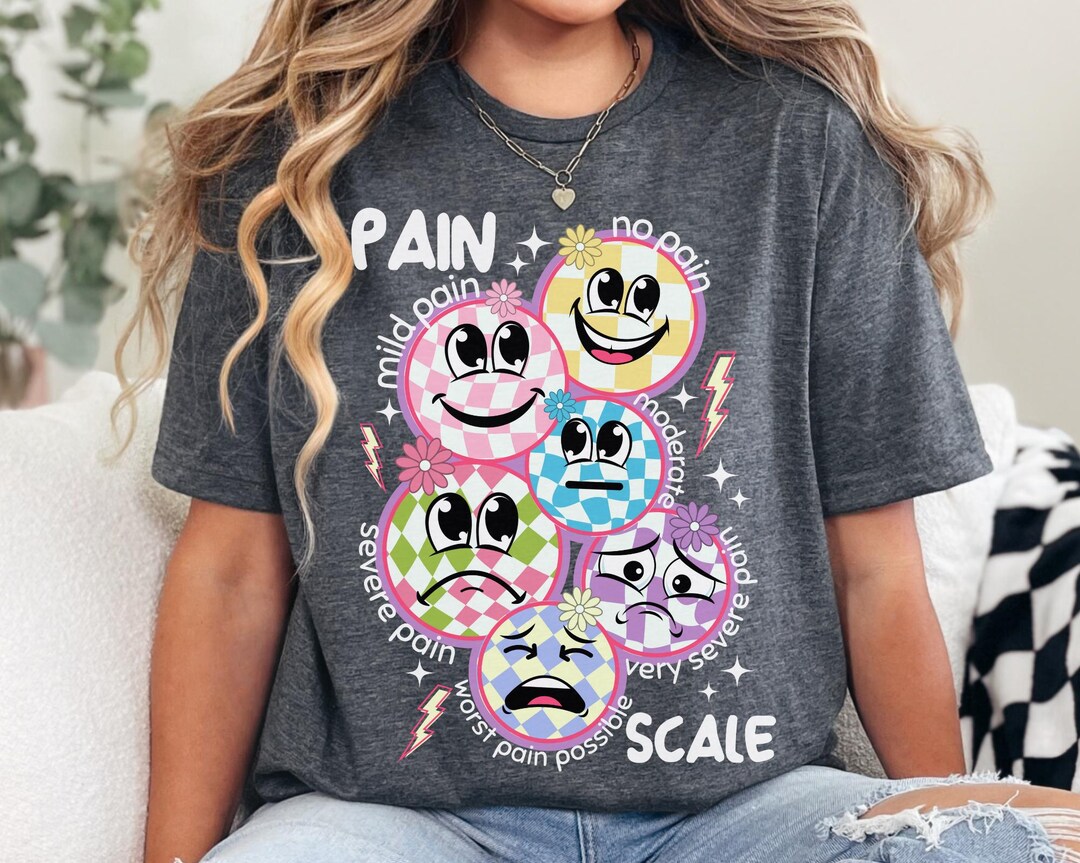 Funny Pain Scale Shirt, Happy Face Nurse T-shirt, Pediatric Nursing Tee ...