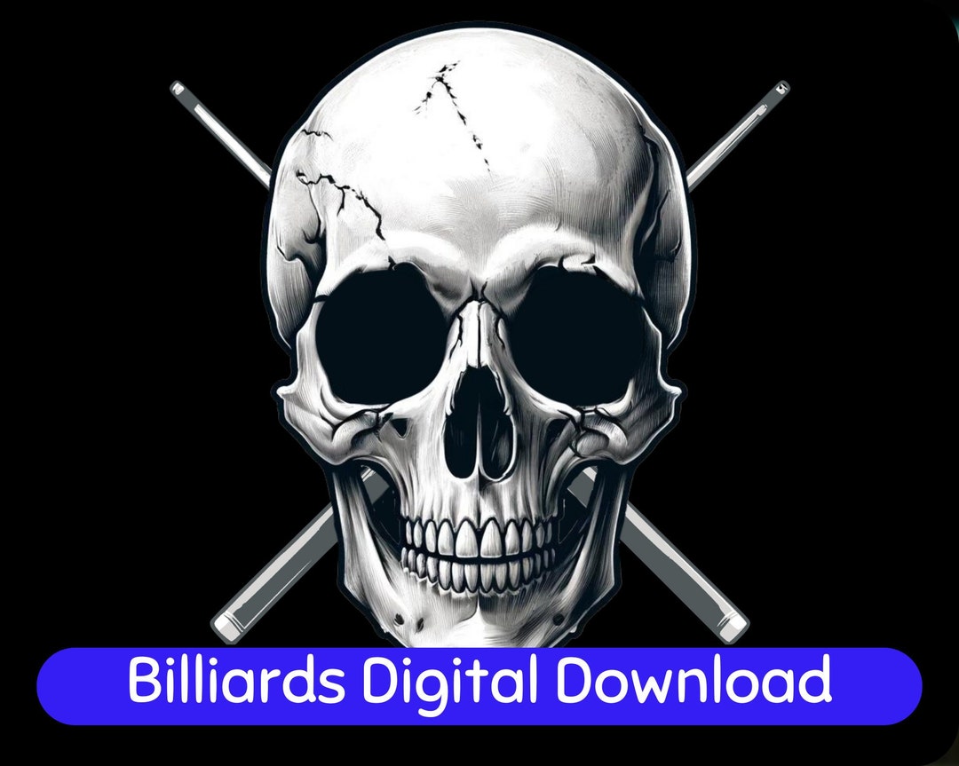 Billiards Skull SVG PNG | Pool Skeleton Head With Cue Sticks | Snooker ...