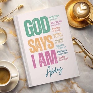 Custom Notebook for Women, Christian Gift Journal, God Says I Am ...