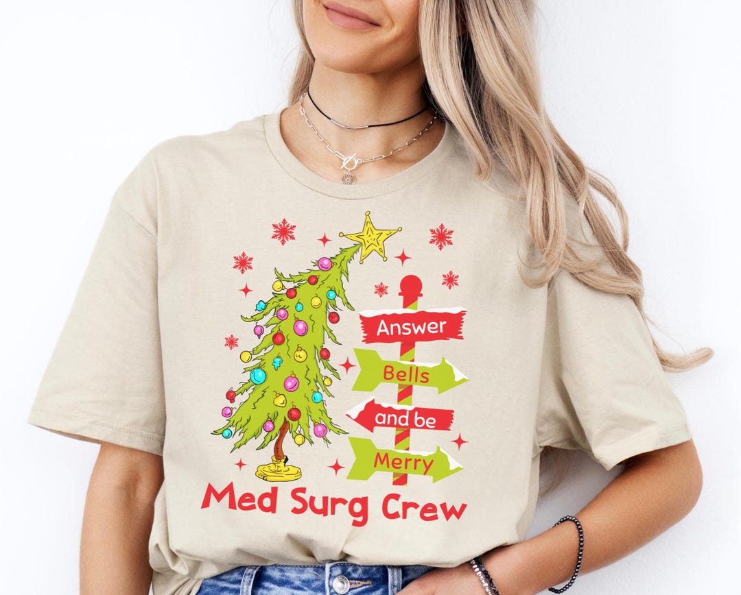 Christmas Med Surg Crew Nurse Shirt, Trendy Medical Surgical Nurse ...