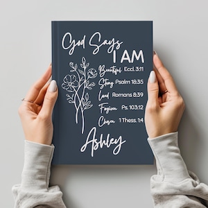 Custom Notebook for Women, Christian Gift Journal, God Says I Am ...