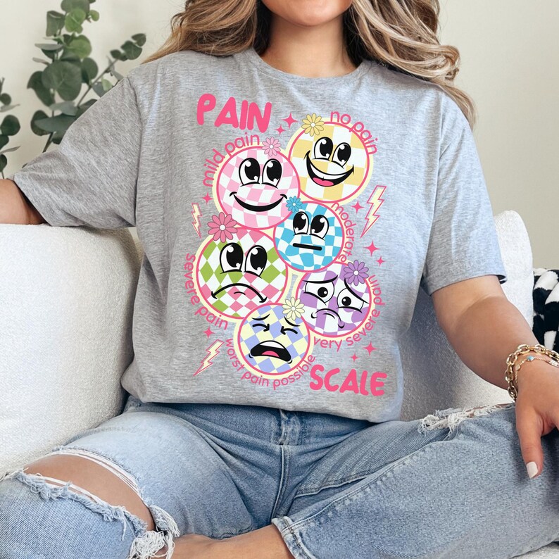 Funny Pain Scale Shirt, Happy Face Nurse T-shirt, Pediatric Nursing Tee ...