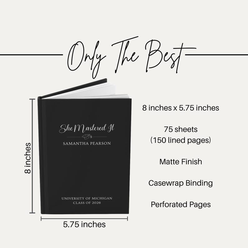 Masters Graduation Gift for Her, Personalized Master’s Degree Journal ...
