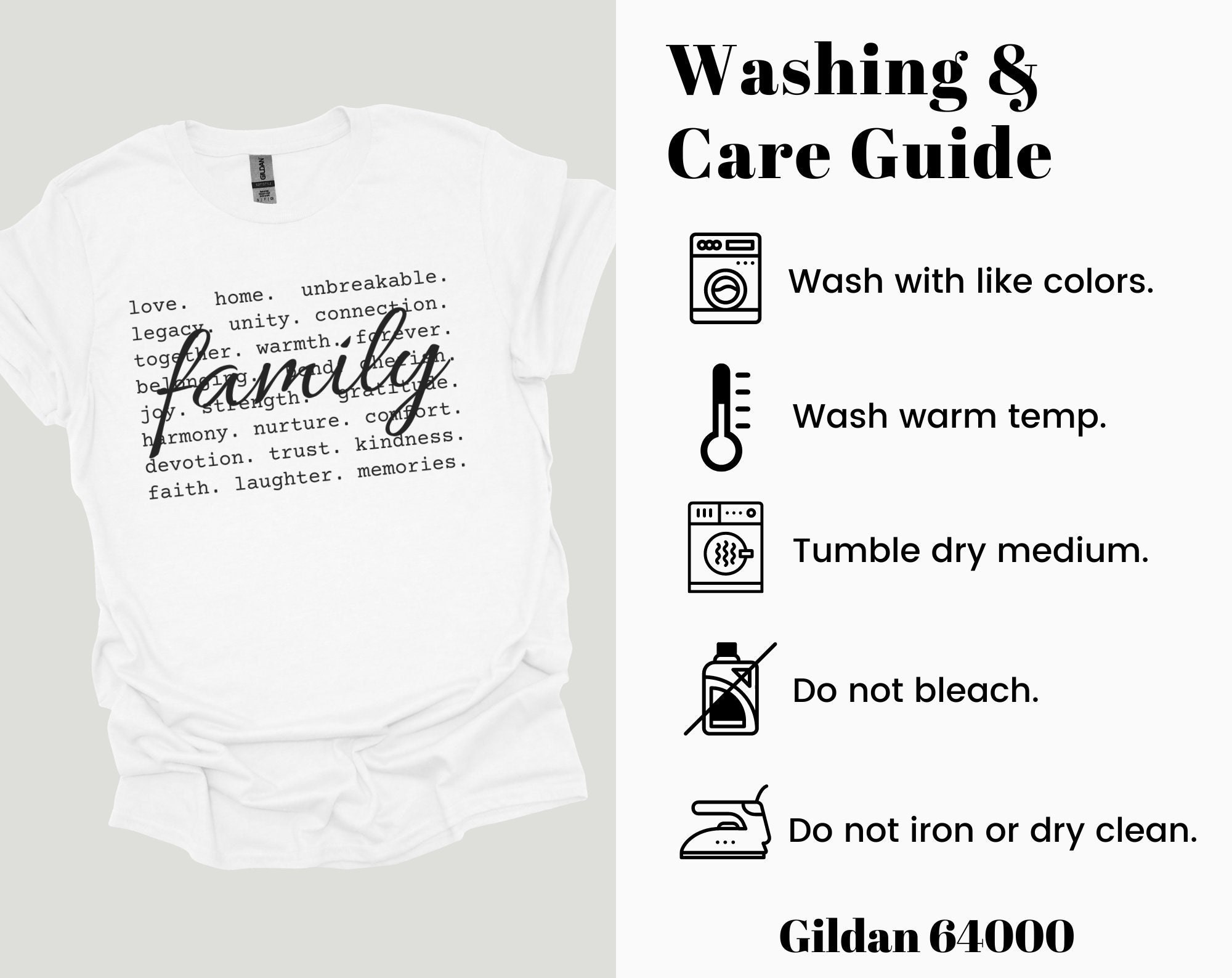 Family Unity T-shirt, Matching Black & White Tees With Family Unity T-shirt, Matching Black & White Tees With