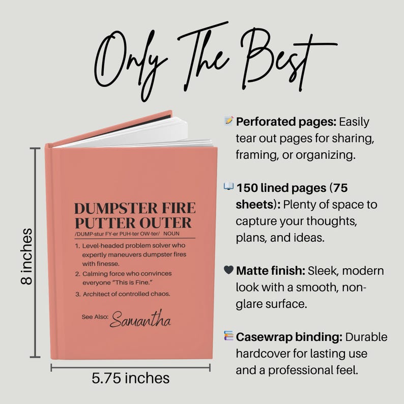 Funny Boss Gift, Dumpster Fire Putter-outer Journal, Custom Notebook ...