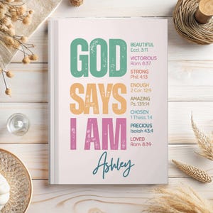 Custom Notebook for Women, Christian Gift Journal, God Says I Am ...