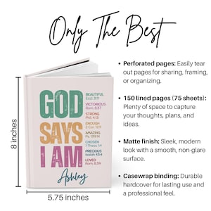 Custom Notebook for Women, Christian Gift Journal, God Says I Am ...