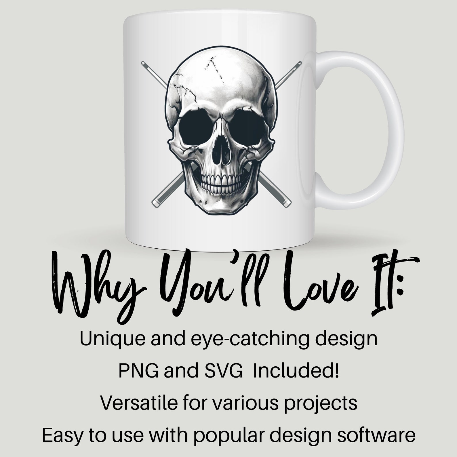 Billiards Skull SVG PNG | Pool Skeleton Head With Cue Sticks | Snooker ...