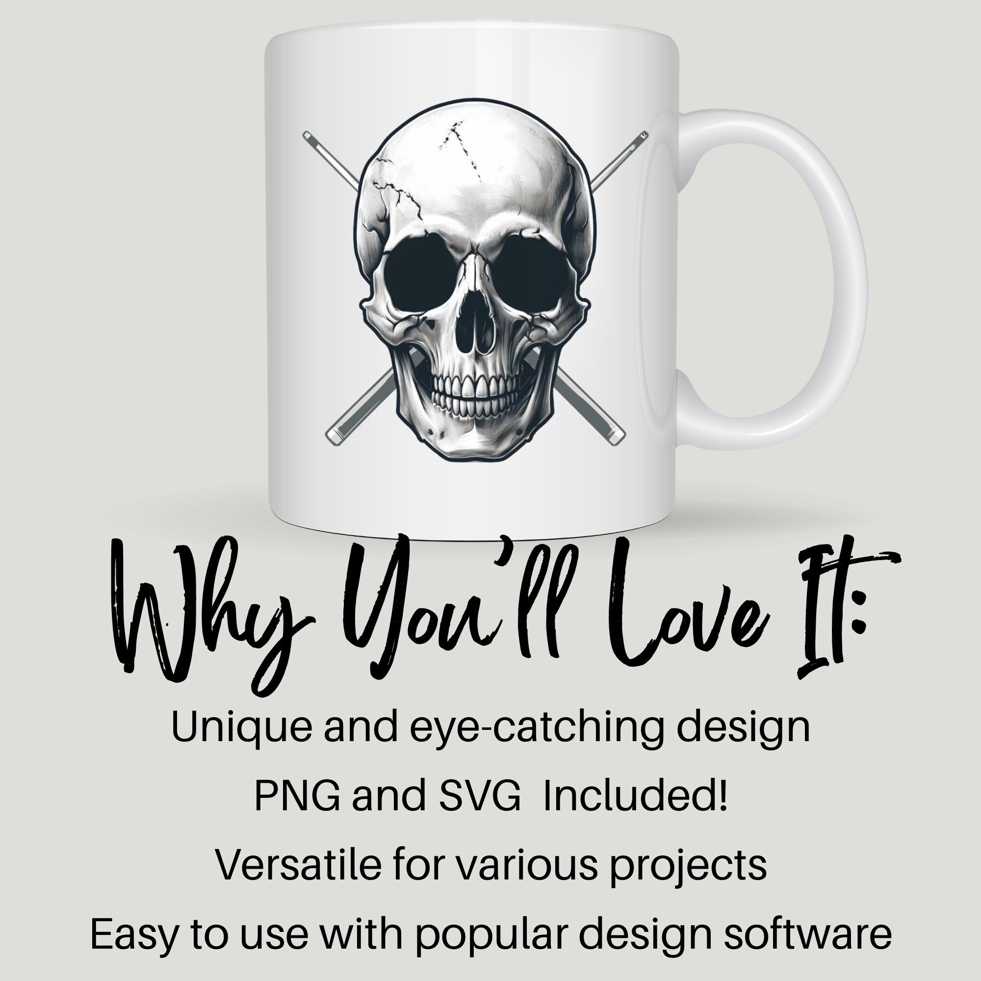 Billiards Skull SVG PNG | Pool Skeleton Head With Cue Sticks | Snooker ...