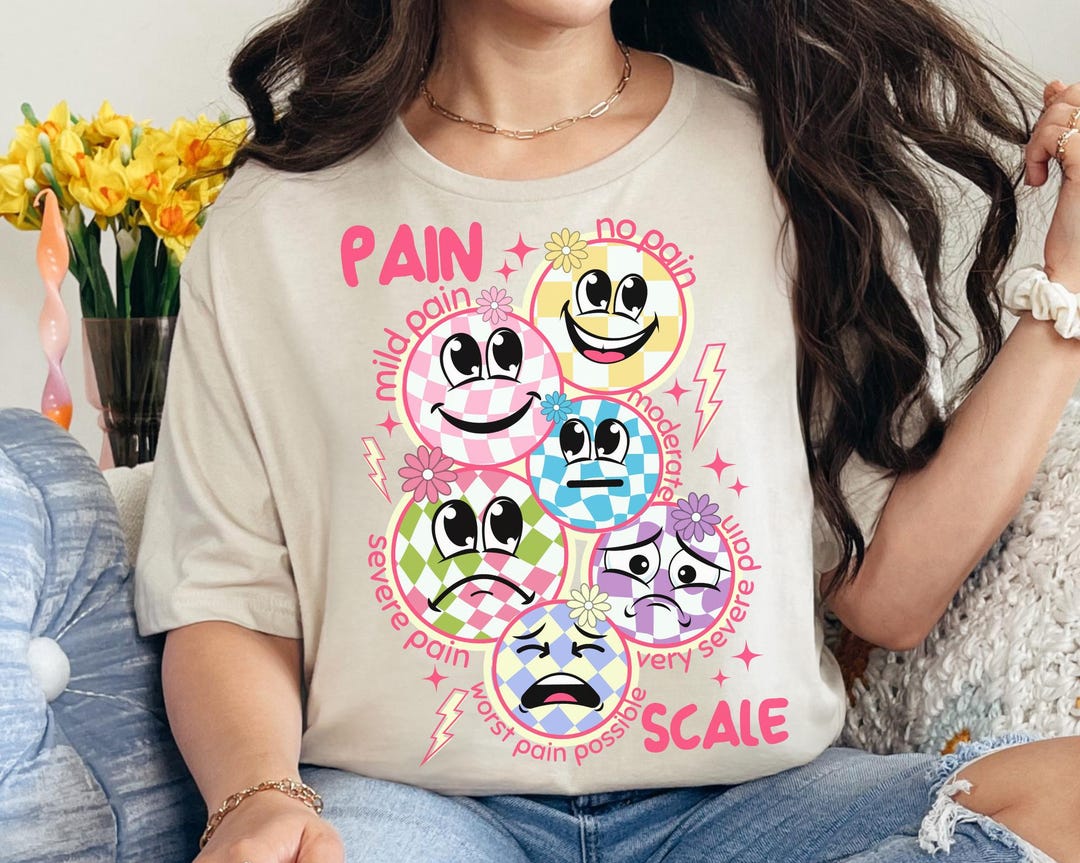 Funny Pain Scale Shirt, Happy Face Nurse T-shirt, Pediatric Nursing Tee ...