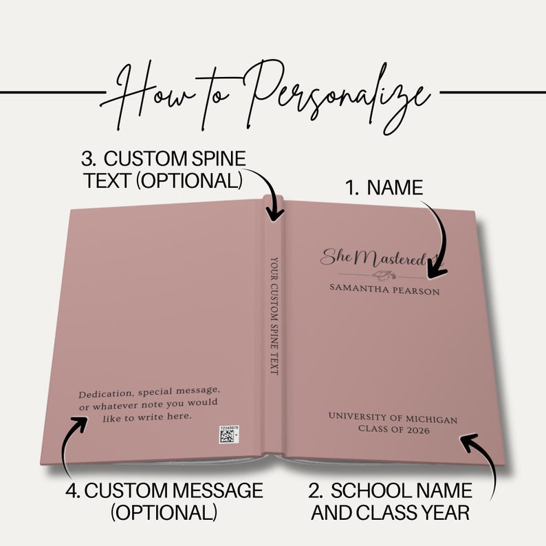 Masters Graduation Gift for Her, Personalized Master’s Degree Journal ...
